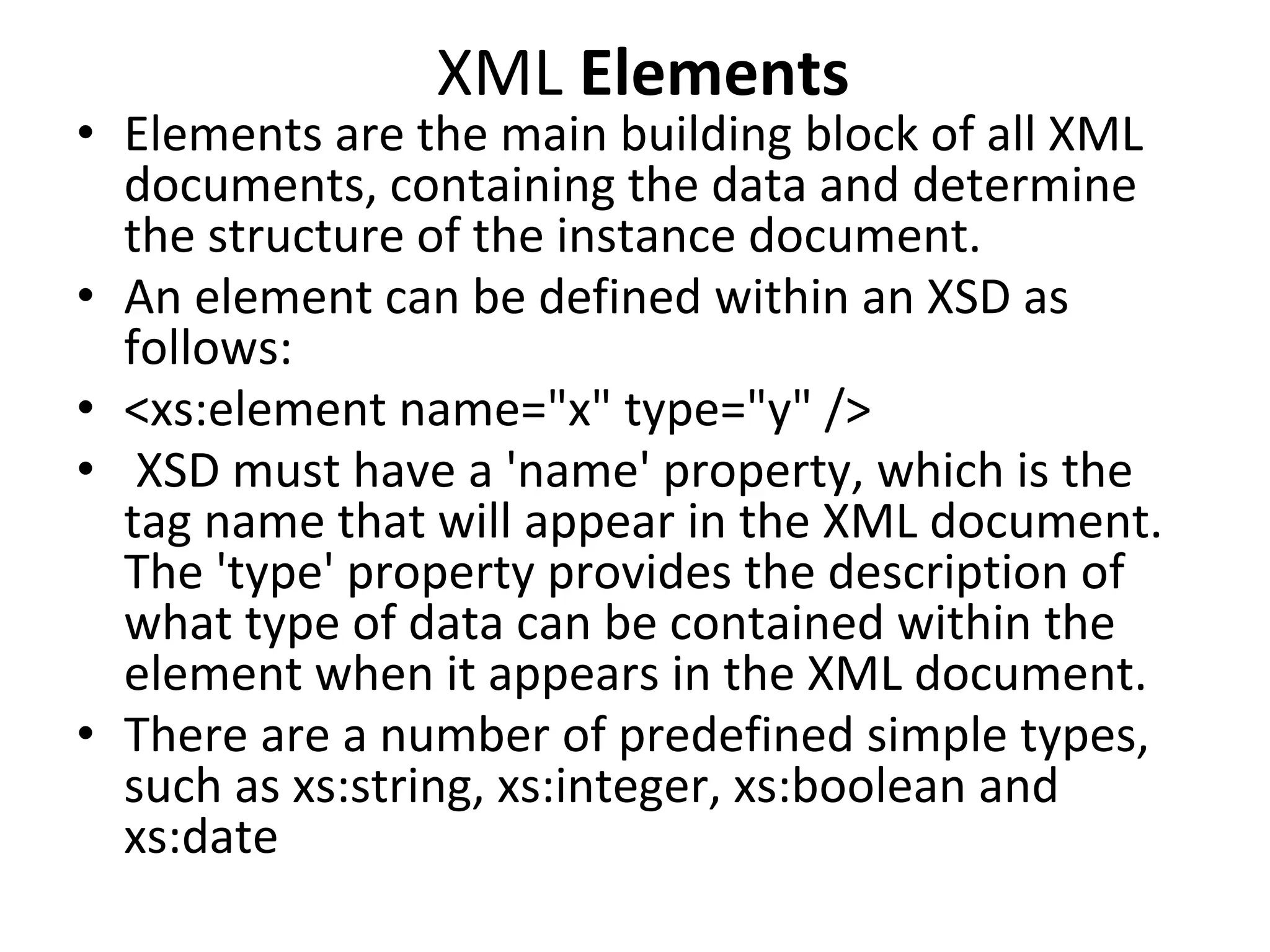 Xml Schema Elementstypesattributespptx Computing Technology And Computing
