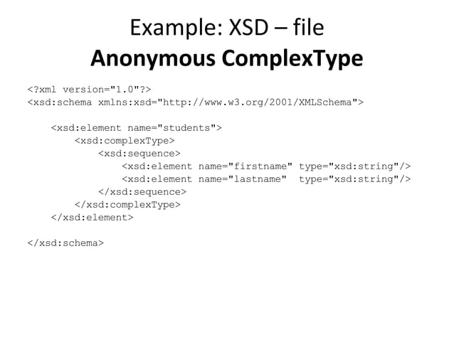 XML Schema (W3C) | PPT