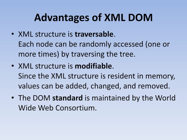 Xml Document Object Model Dom Ppt