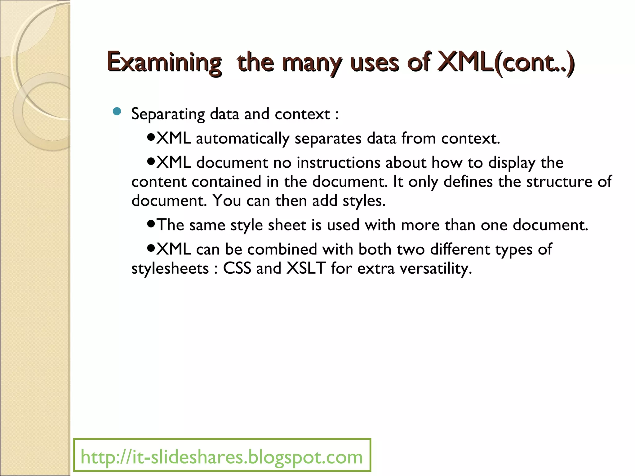 Lecture 1 - Getting to know XML | PPT