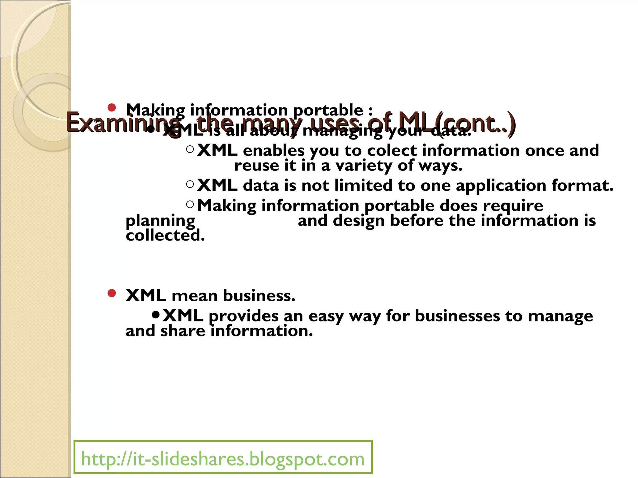 Lecture 1 - Getting to know XML | PPT