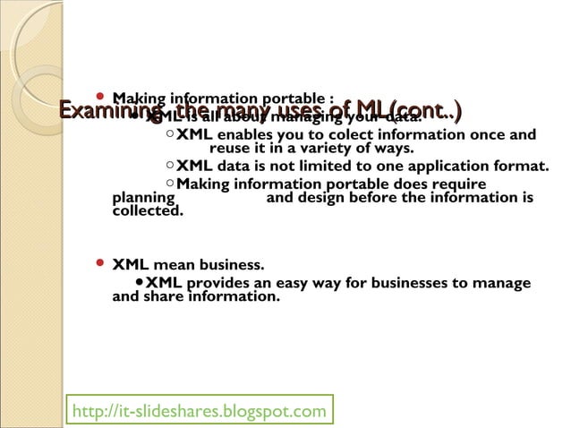 Lecture 1 - Getting to know XML | PPT