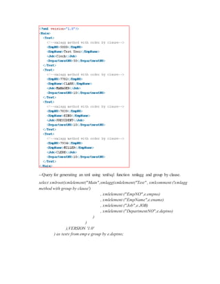 Xml generation and extraction using XMLDB | DOCX