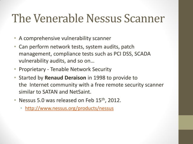 XML Interfaces to the popular Nessus Scanner | PDF