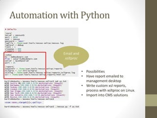 XML Interfaces to the popular Nessus Scanner | PDF
