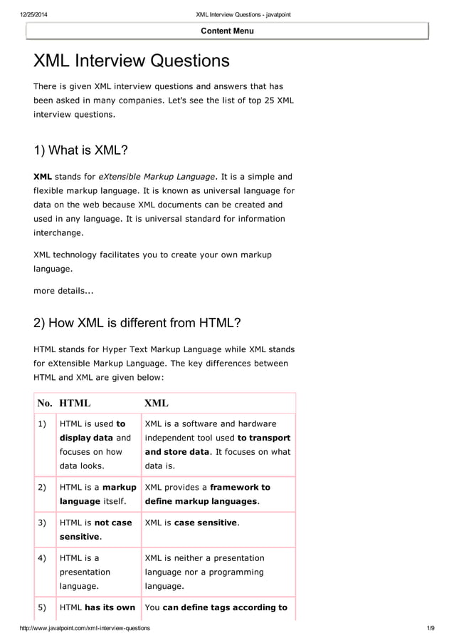 Xml interview questions | PDF