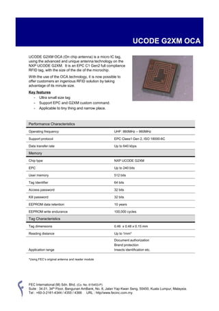 XM OCA Product Specification | PDF | Technology & Computing