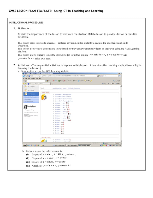 Xmss ict lesson on graphs of trigonometrical functions | DOC