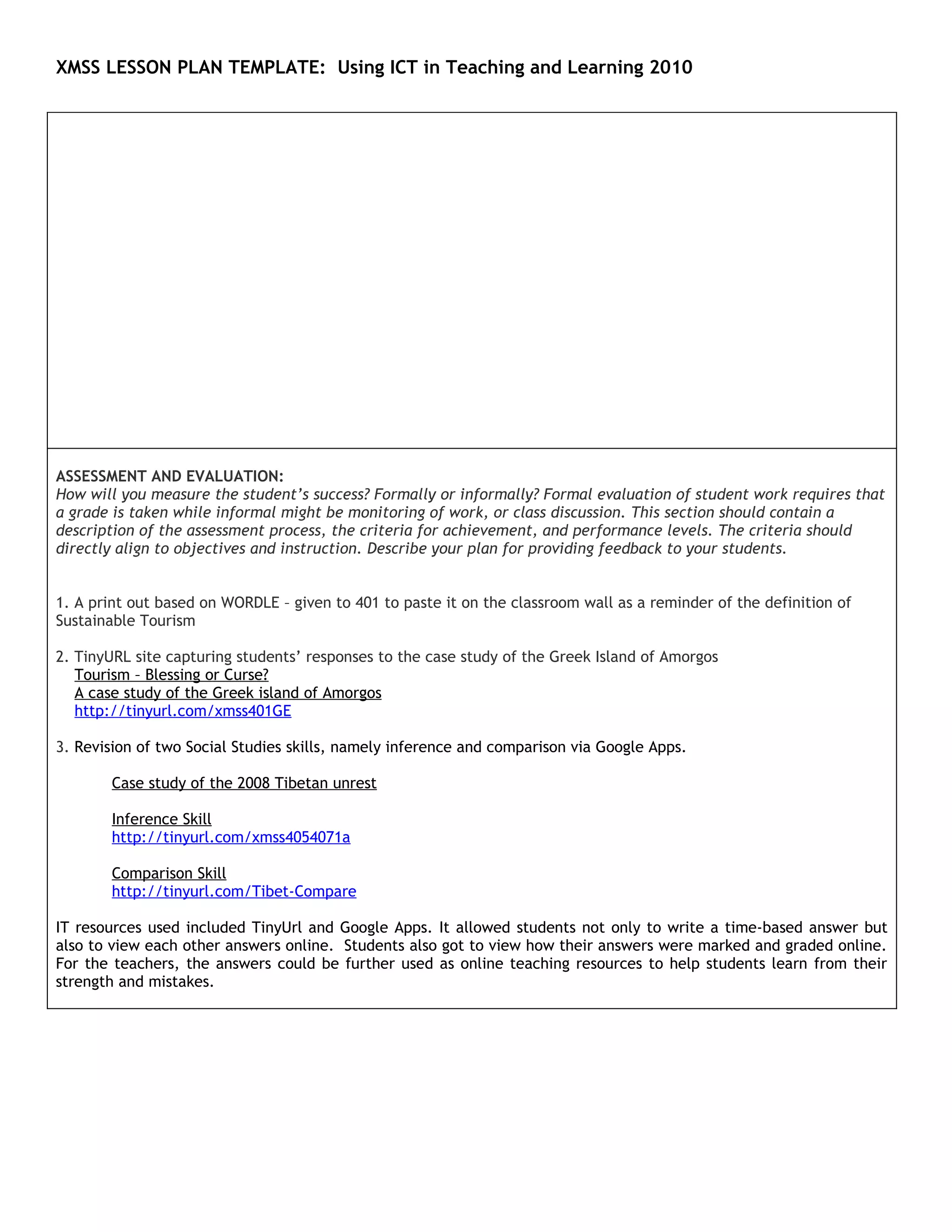 Xmss ict lesson template | PDF