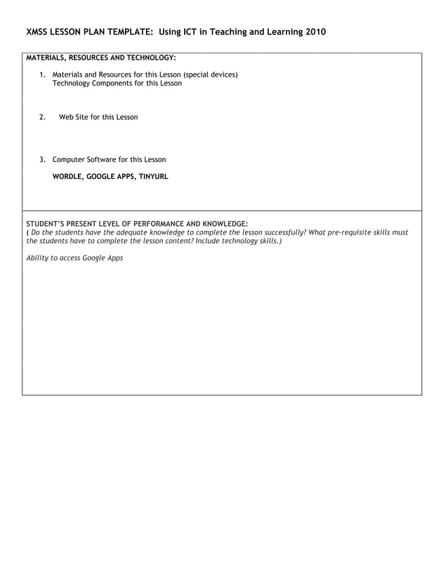 Xmss ict lesson template | PDF