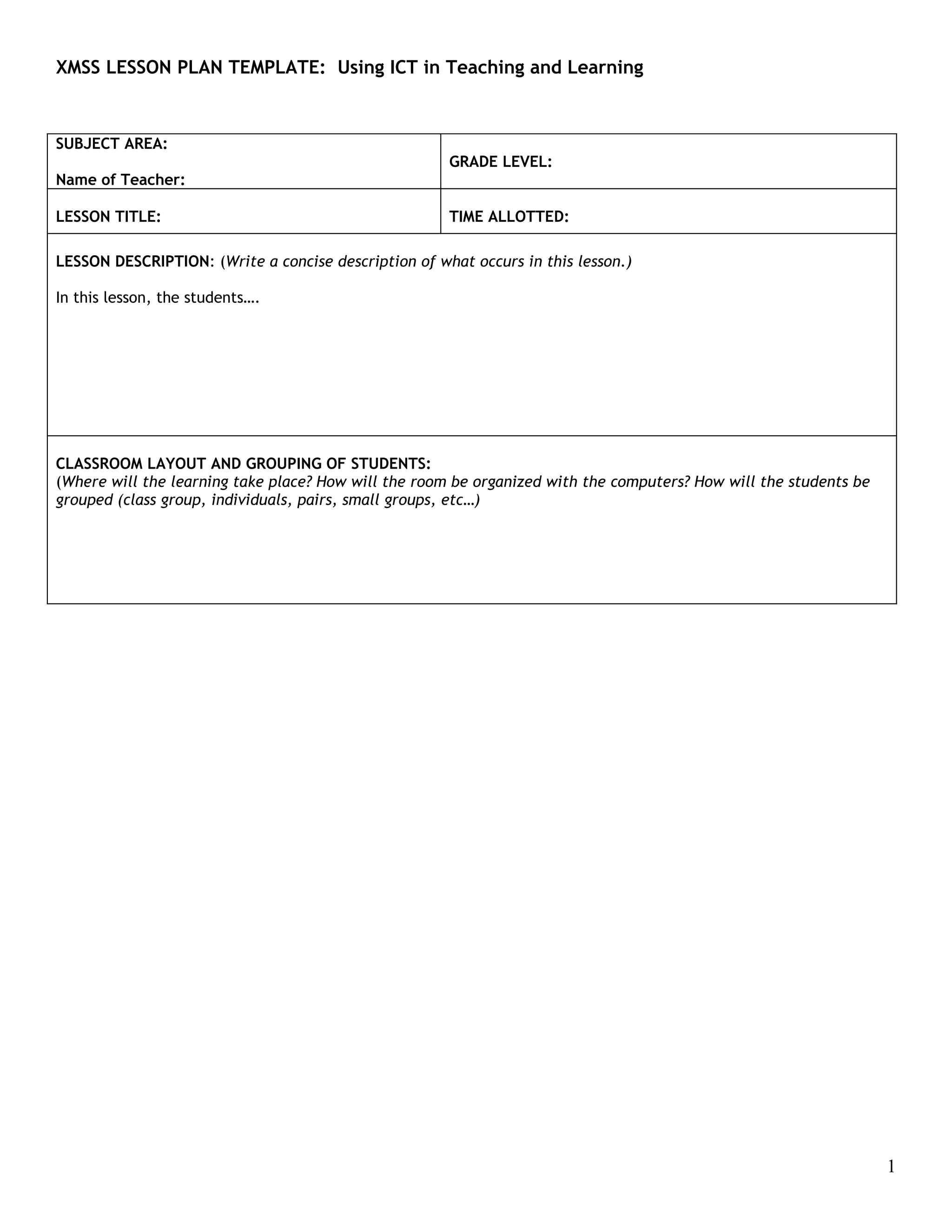 Xmss ict lesson template yip minghao | PDF