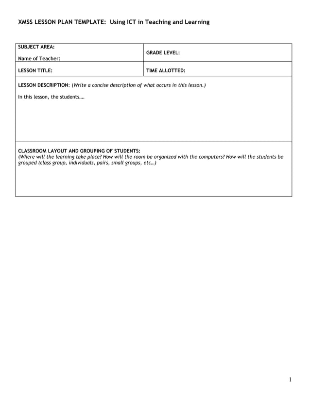 Xmss ict lesson template yip minghao | PDF