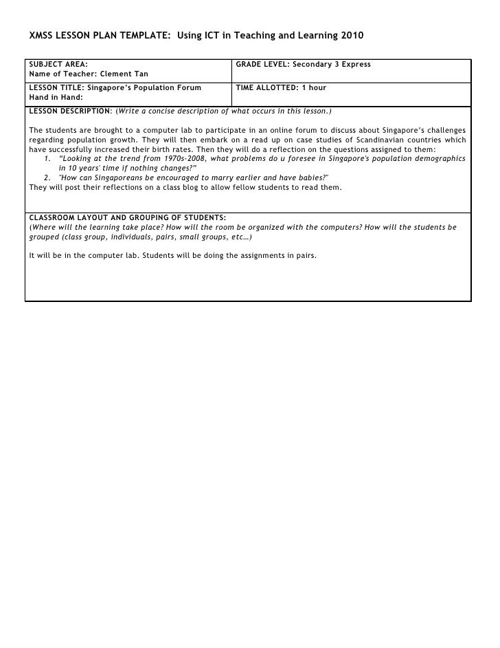 Xmss ict lesson template (clement)