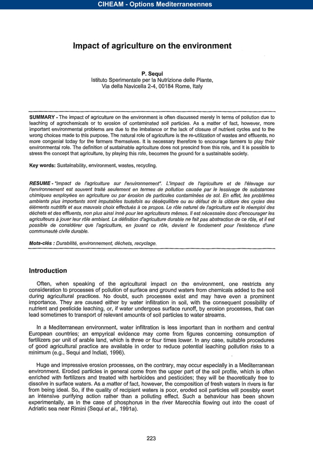 Impact of agriculture and the environment | PDF | Agriculture | Industries