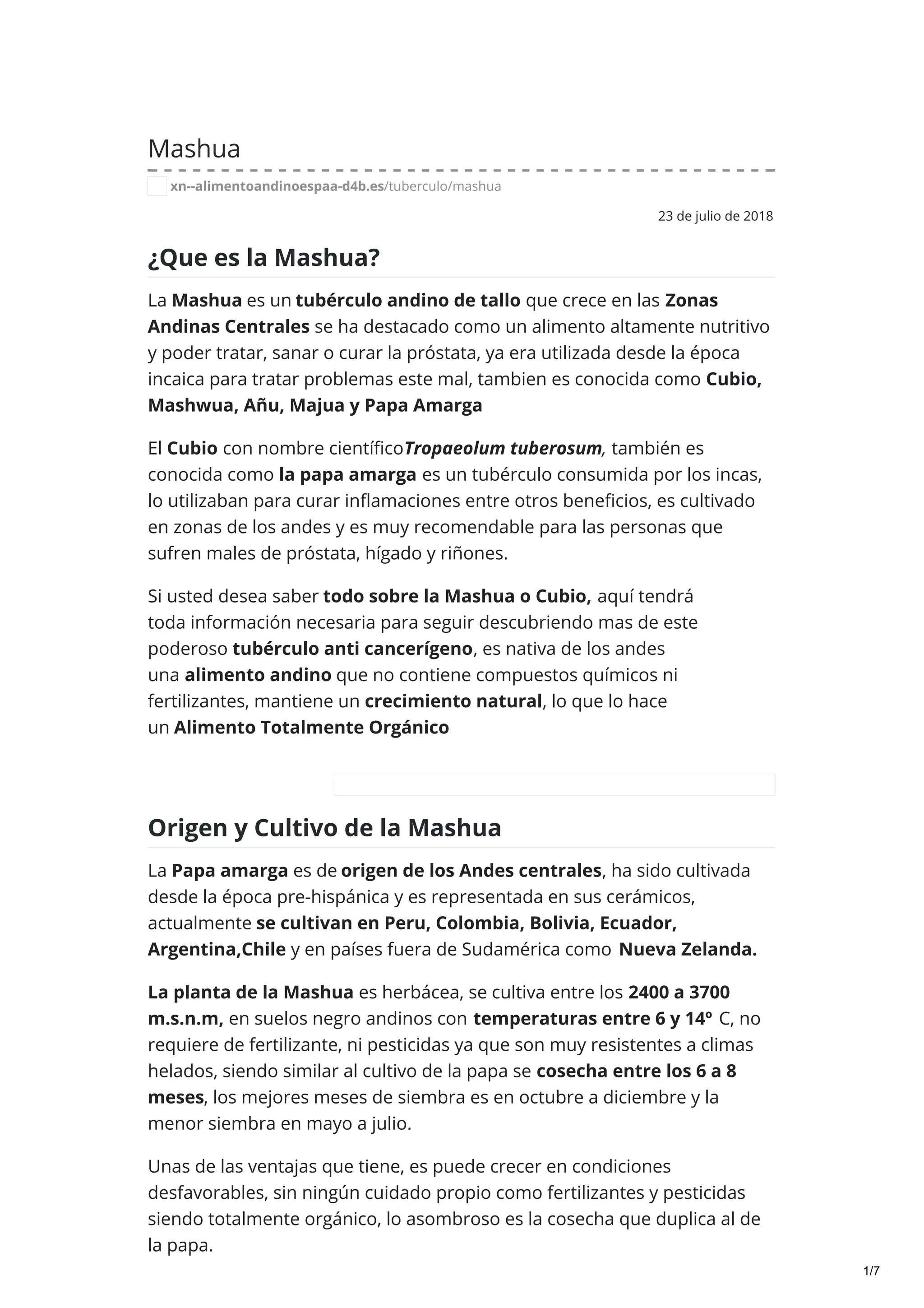 Todo Sobre la Mashua | PDF