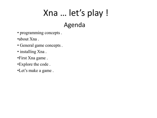 introduction to Xna | PPT