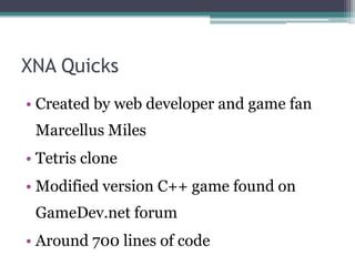 XNA: Creating Creators | PPT