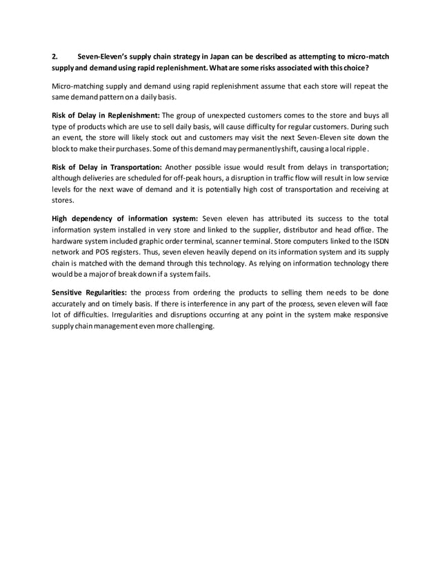 Seven Eleven Store - Case study - Answers | DOCX