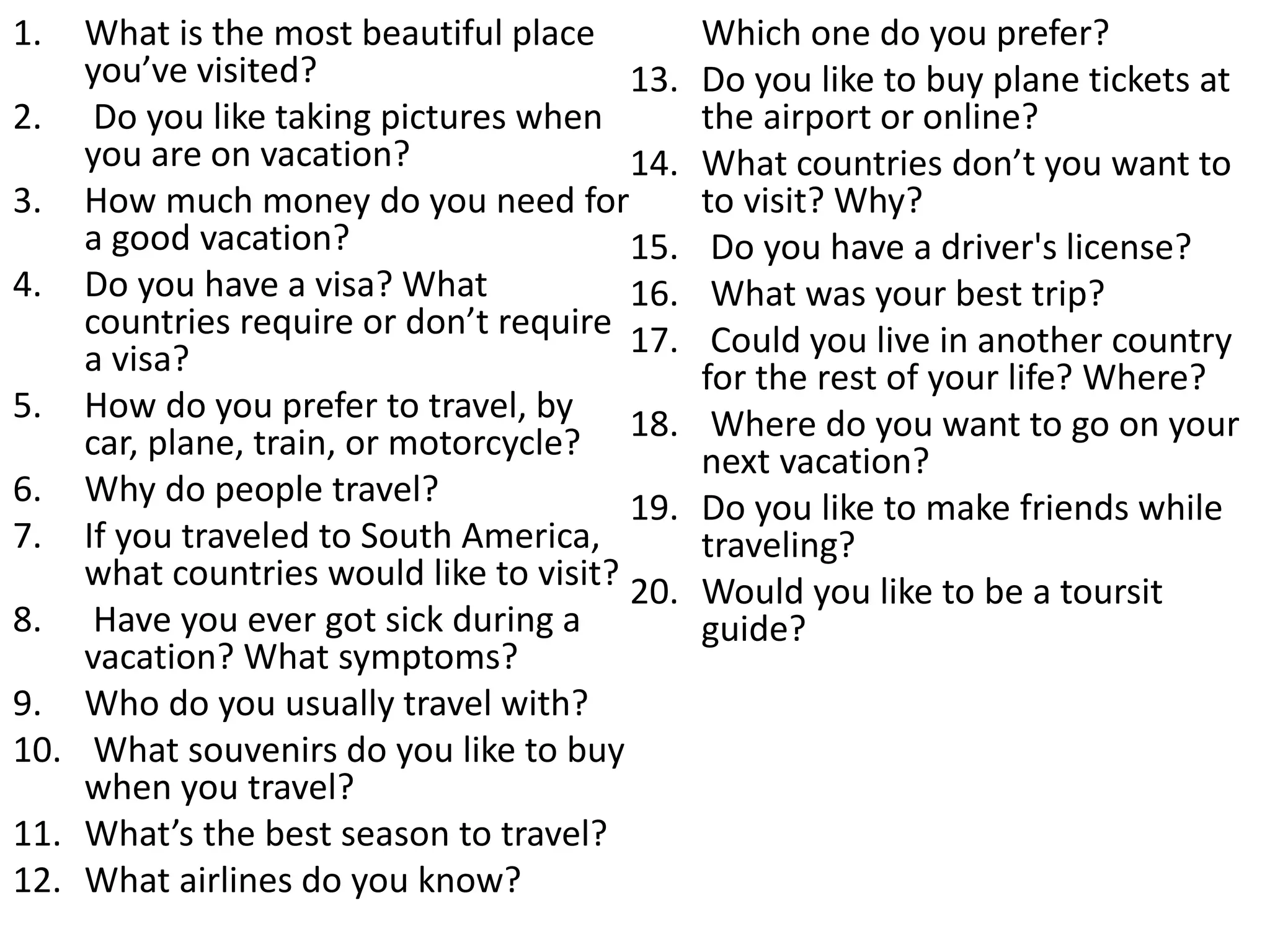 Travelling CONVERSATION ESL. | PPTX