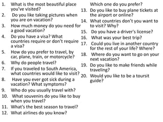Travelling CONVERSATION ESL. | PPTX