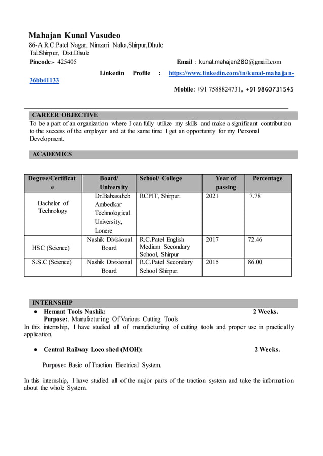 Kunal resume | PDF