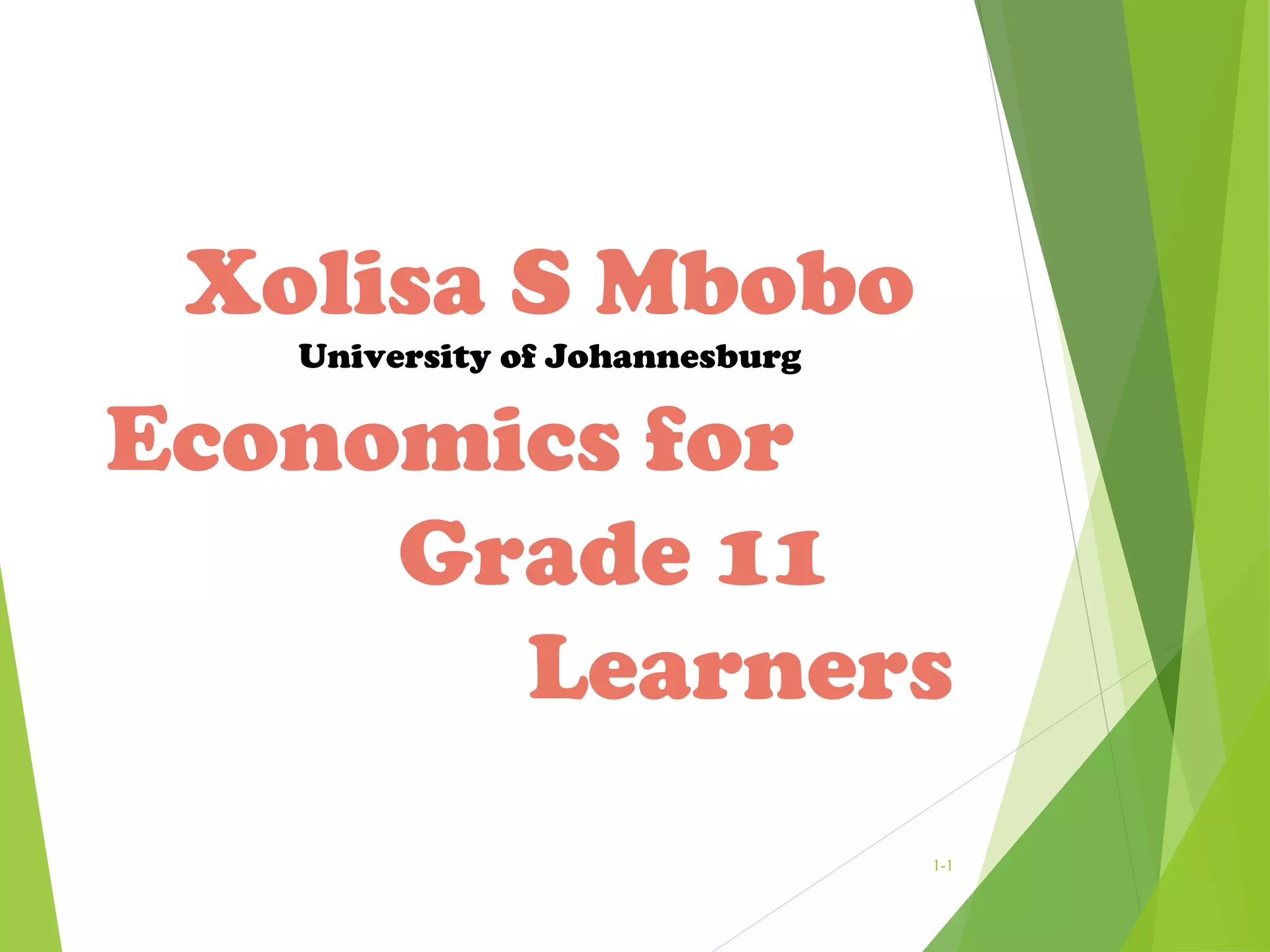Economics concepts for grade 11 learners | PPT