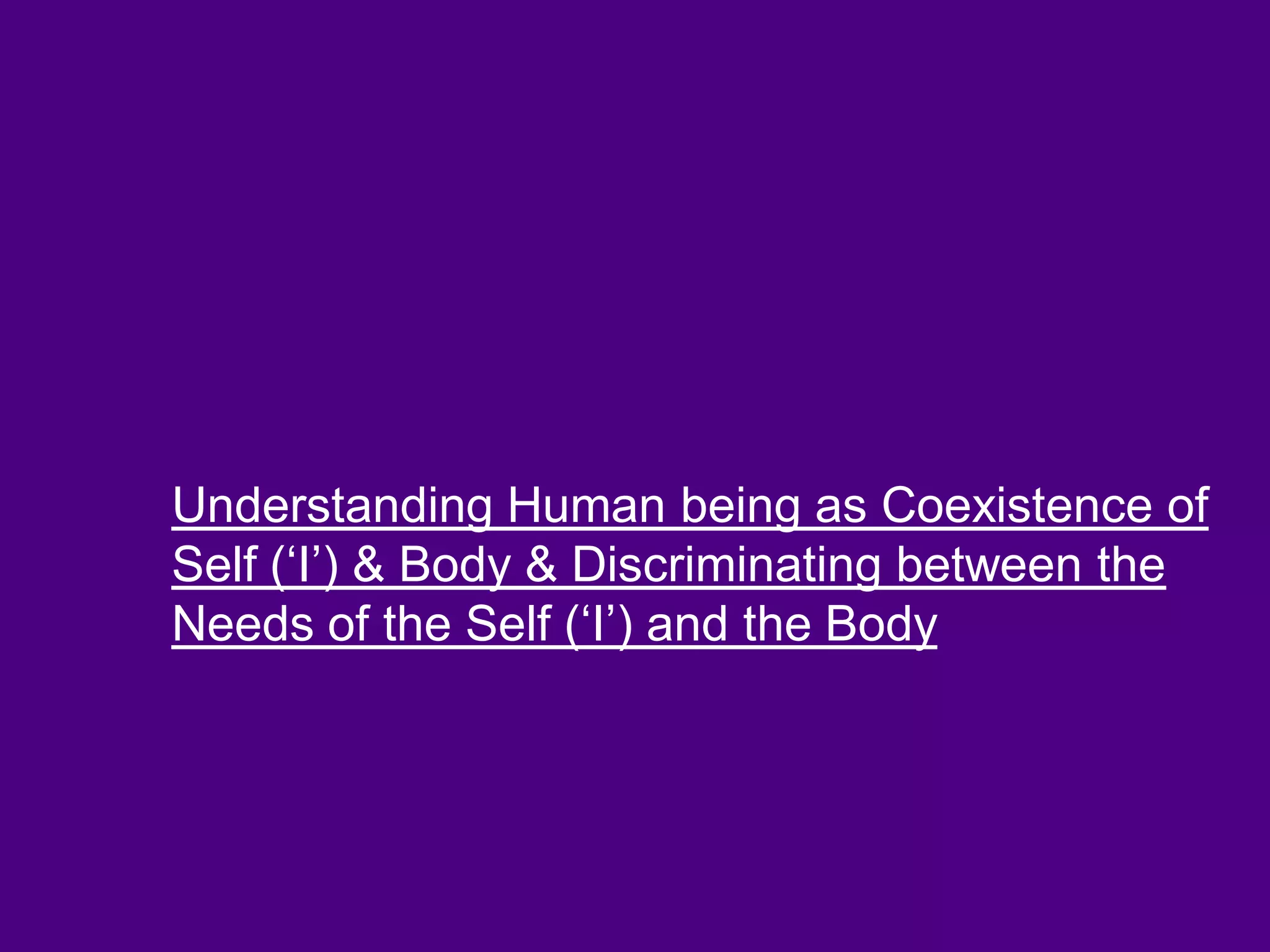 Co existence of self and body & needs of self & body | PDF