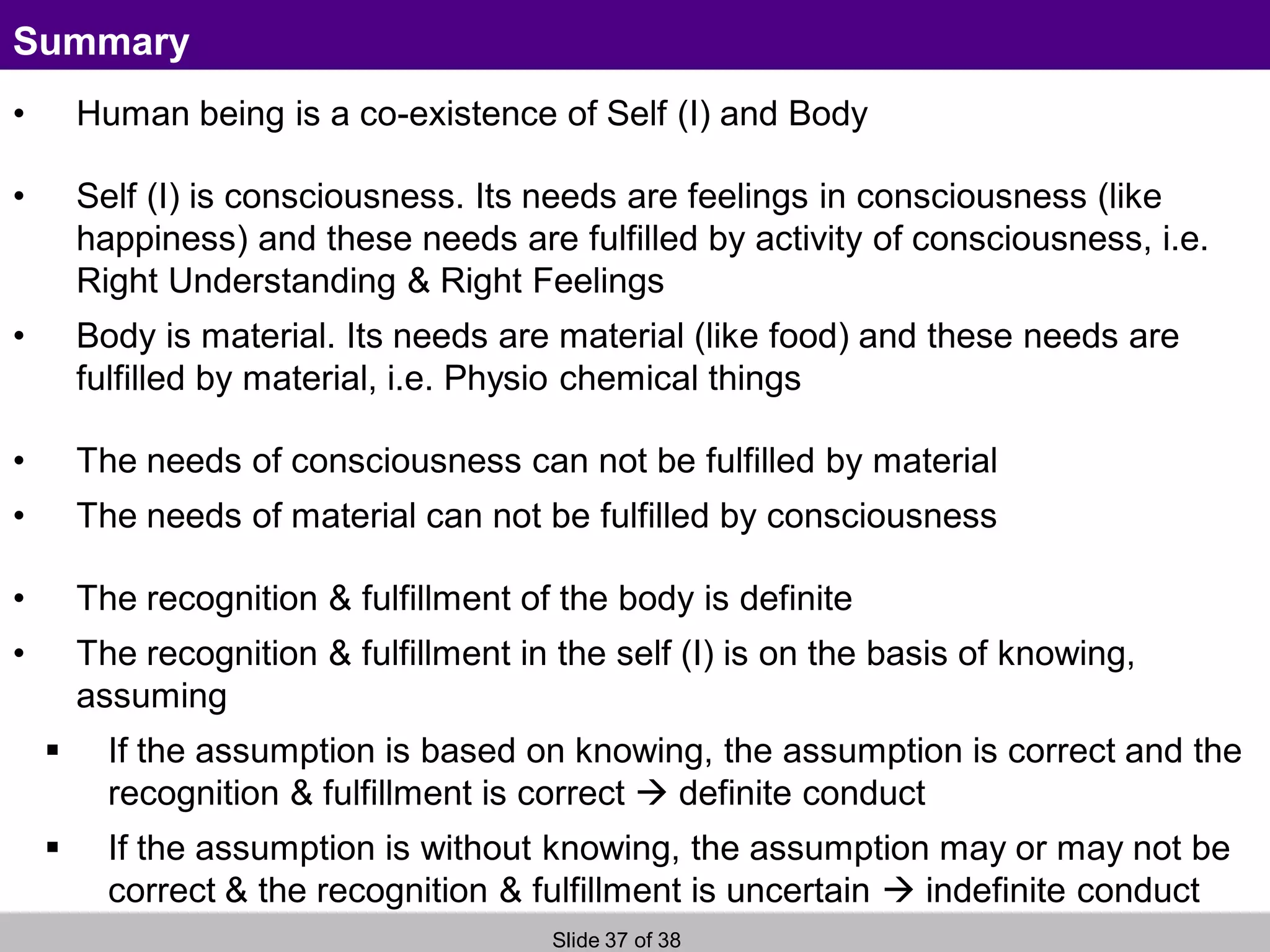 Co existence of self and body & needs of self & body | PDF