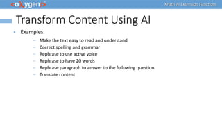 Artificia Intellicence and XPath Extension Functions | PPT
