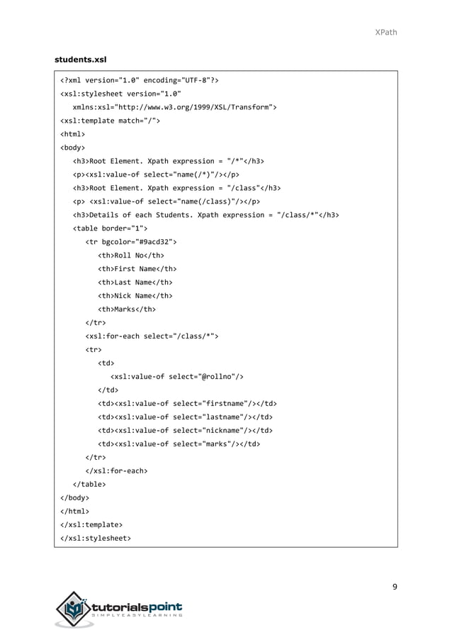 Xpath tutorial | PDF