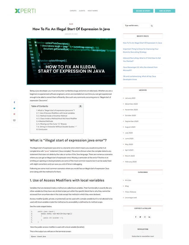 How To Fix An Illegal Start Of Expression In Java | PDF