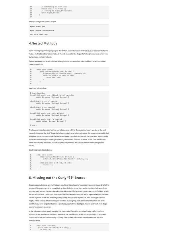 How To Fix An Illegal Start Of Expression In Java | PDF