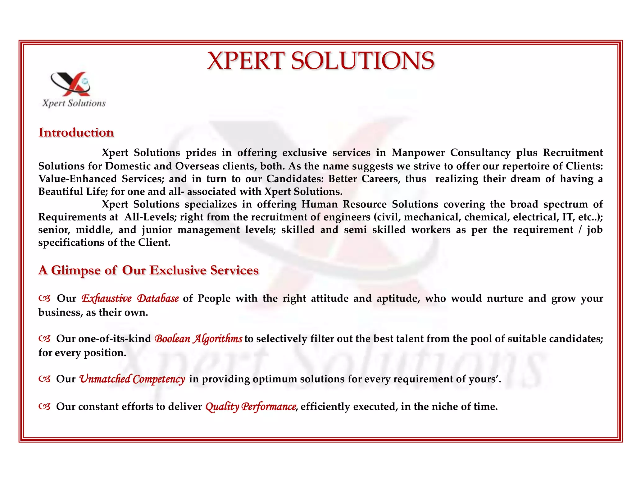 Xpert Solutions Company Profile | PPT