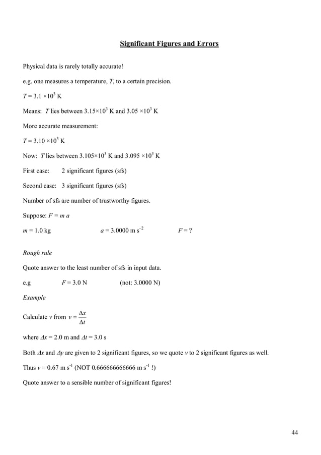 Mathematics for Chemistry Workbook | PDF