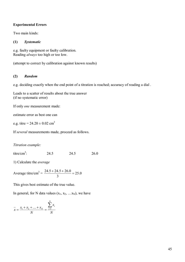 Mathematics for Chemistry Workbook | PDF