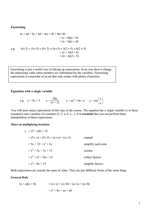 Mathematics for Chemistry Workbook | PDF