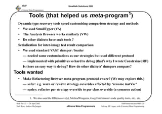 Solving the XP Legacy Problem with (Extreme) Meta-Programming | PDF