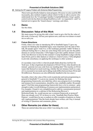 Solving the XP Legacy Problem with (Extreme) Meta-Programming | PDF