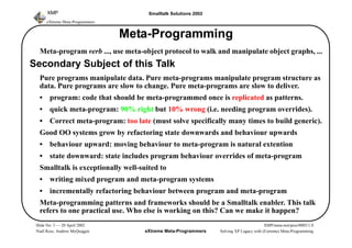 Solving the XP Legacy Problem with (Extreme) Meta-Programming | PDF