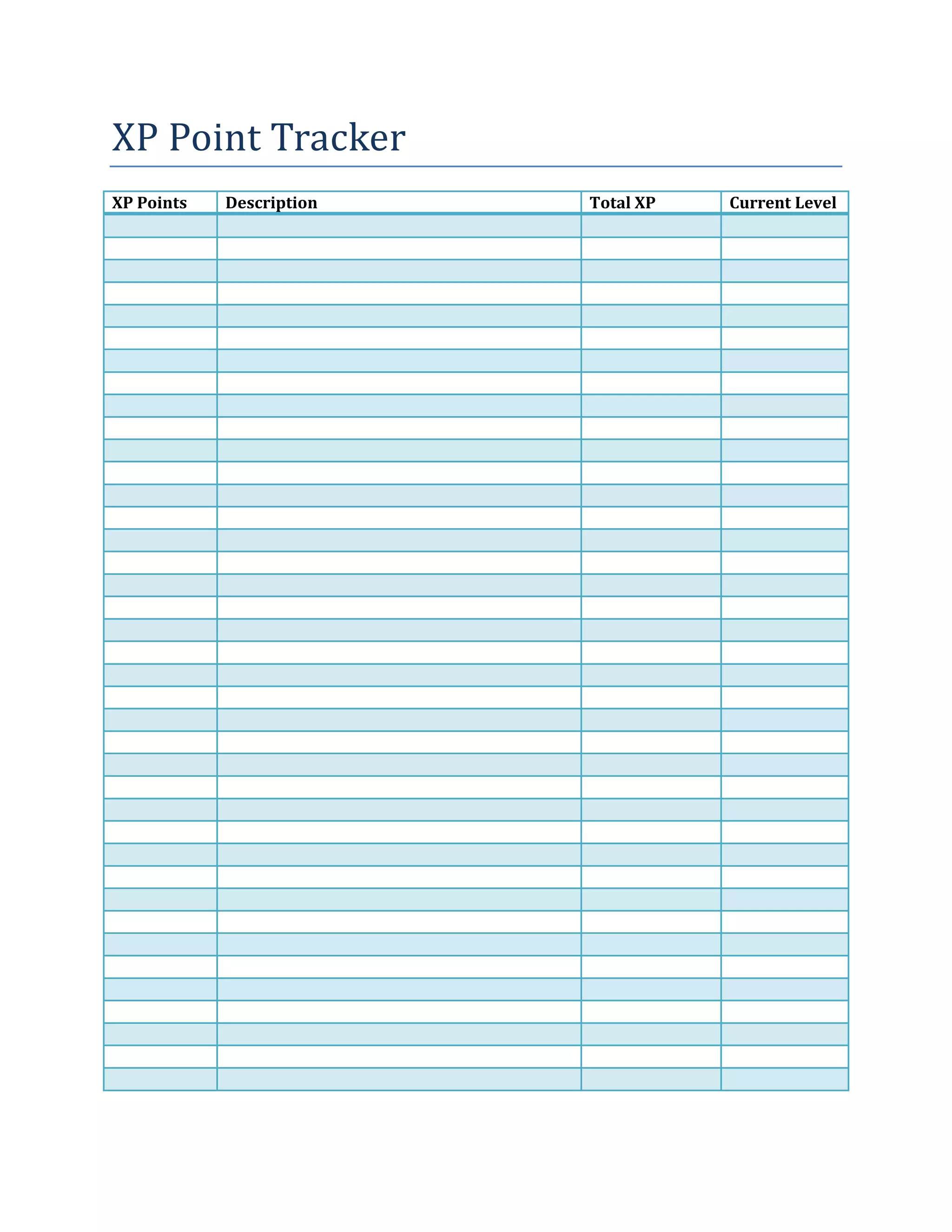 XP Point Tracker | DOCX