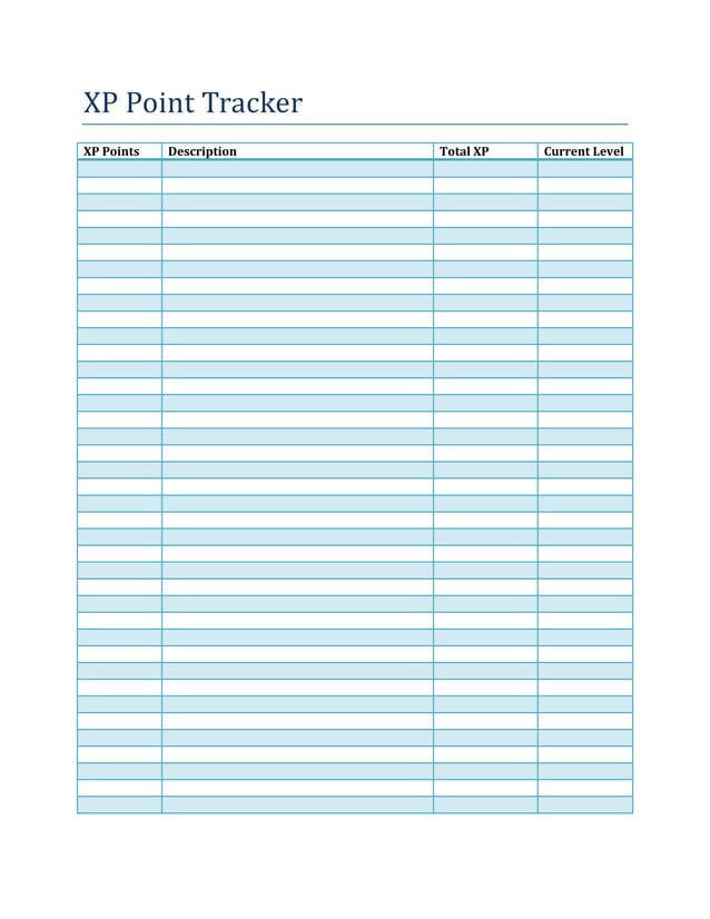 XP Point Tracker | DOCX