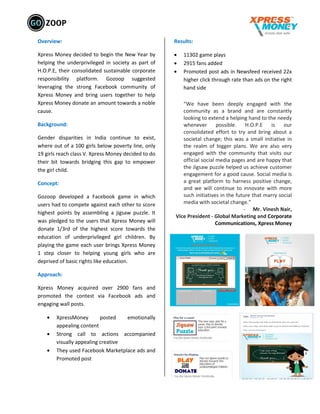 Social Media Case Study: Xpress Money | PDF