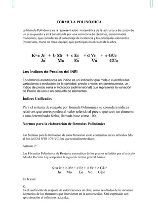 X presupuesto formula polinomica | DOC