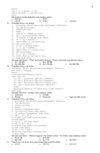 Soal UAS Pemrograman Dasar kelas 10 semester genap tahun ajaran 2014 ...