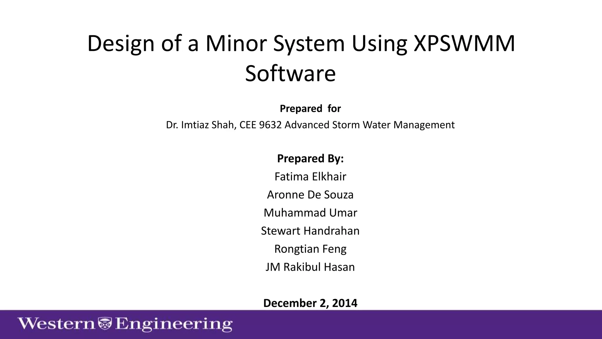 Design of a Minor Storm Water Management System Using XPSWMM for London ...