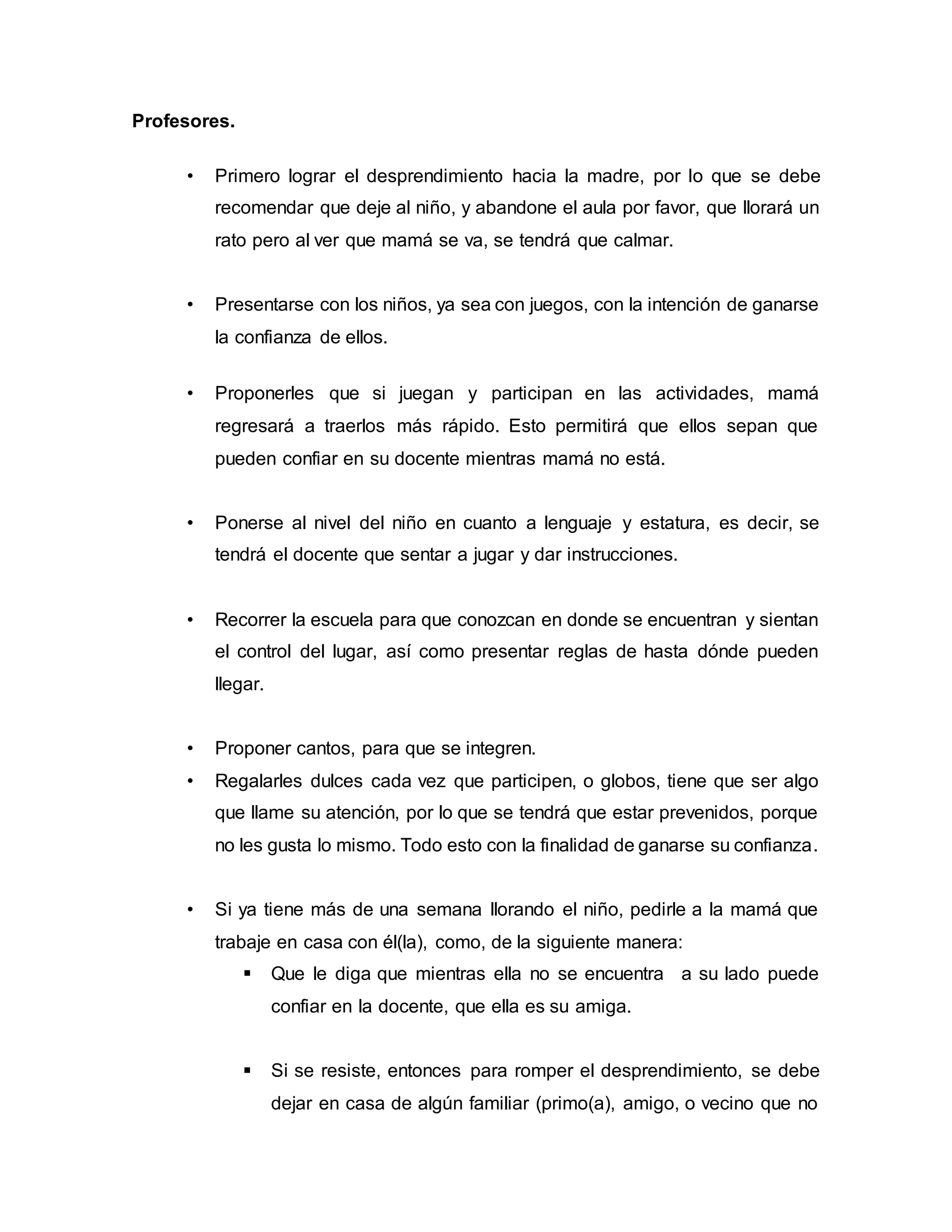 ¿Porqué lloran los niños en su primer dia en el preescolar? | DOCX