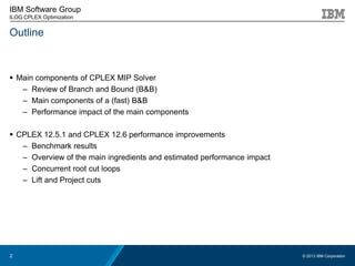 Recent MIP Performance Improvements in IBM ILOG CPLEX Optimization Studio | PDF