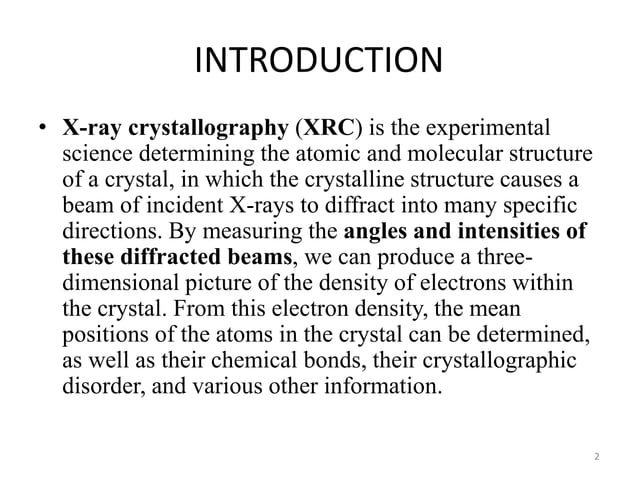 "X ray crystallography" - Tathagata Pradhan , Department of Pharmaceutical Chemistry , ISF ...