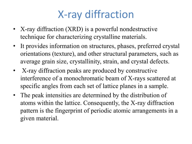 Xray diffraction | PPTX | Chemistry | Science
