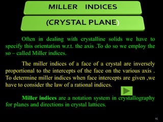 BRAGG’S EQUATION MILLER INDICES POWDER DIFFRACTION METHOD | PPTX